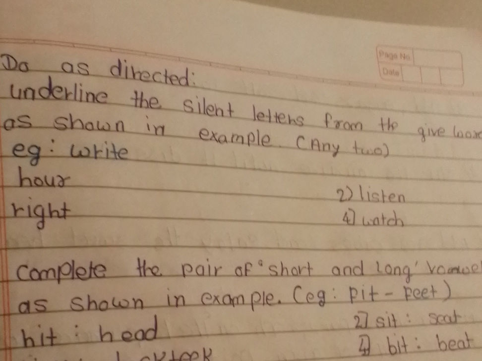 Do as directed: underline the silent letters | StudyX