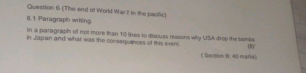 Question 6 (The end of World War 2 in the | StudyX
