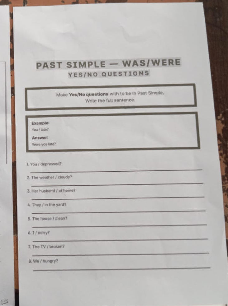 PAST SIMPLE - WAS/WERE YES/NO QUESTIONS | StudyX