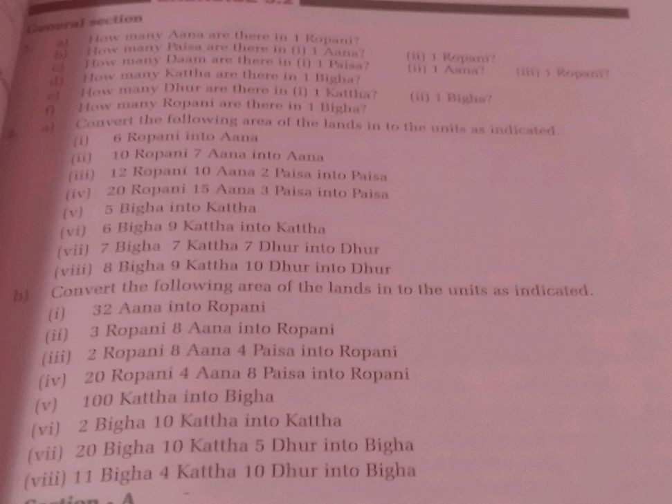 a) How many Aana are there in 1 Ropani? How | StudyX