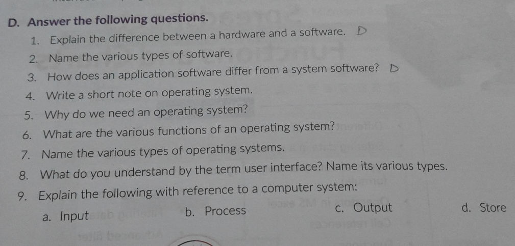 D. Answer the following questions. 1. | StudyX