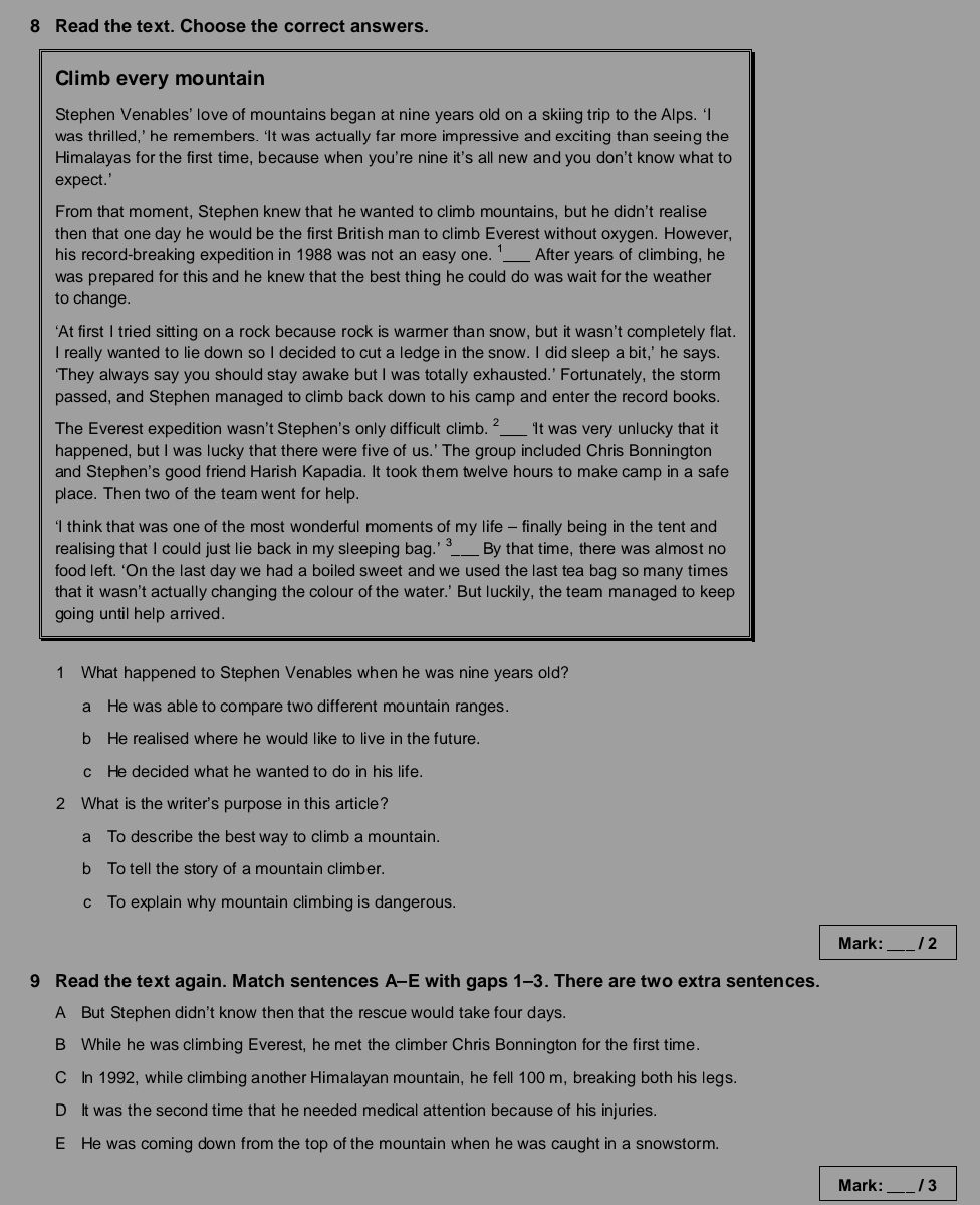 8 Read the text. Choose the correct answers. | StudyX