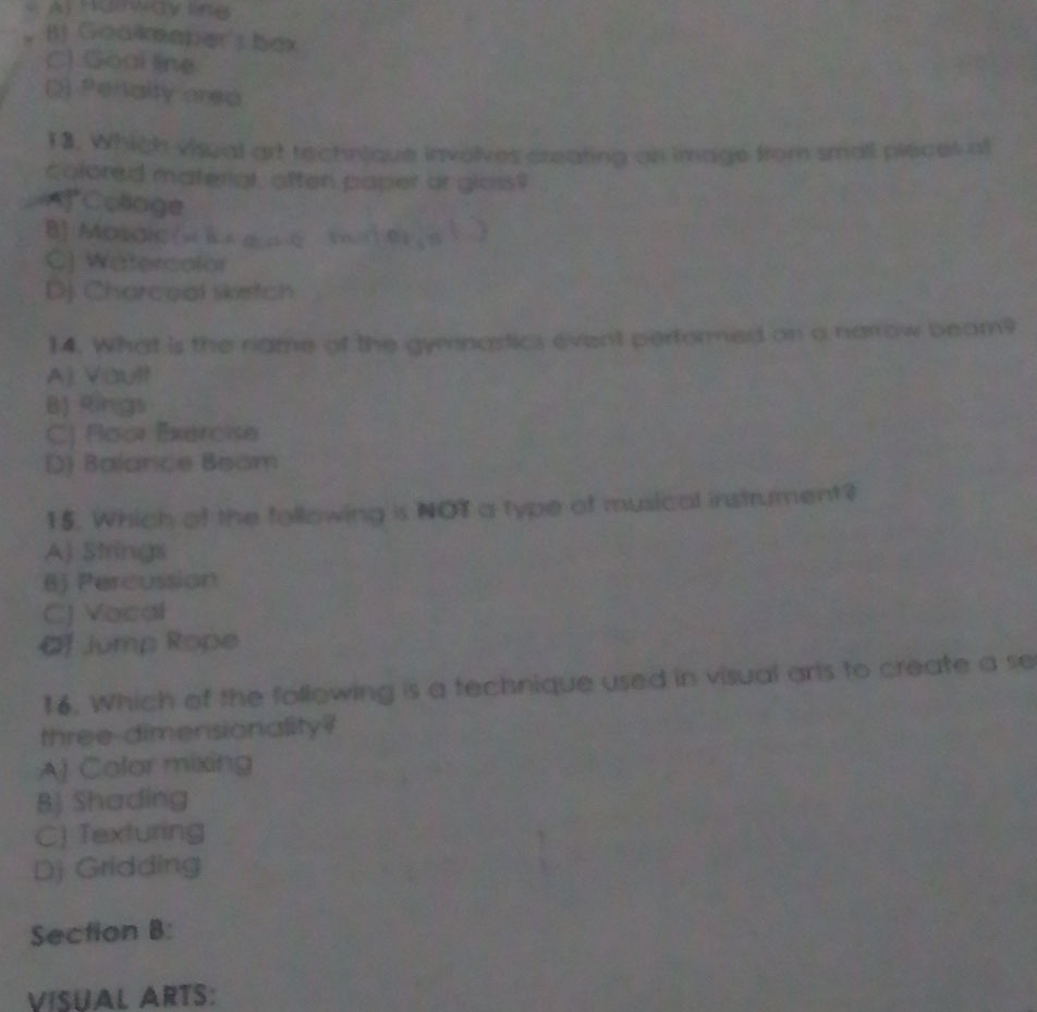 13. Which visual art technique involves | StudyX