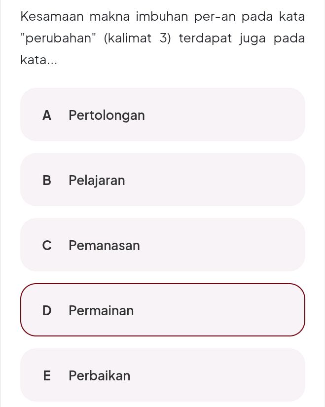 Kesamaan makna imbuhan per-an pada kata | StudyX