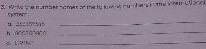 3. Write the number names of the following | StudyX
