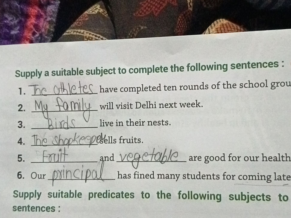 Supply a suitable subject to complete the | StudyX