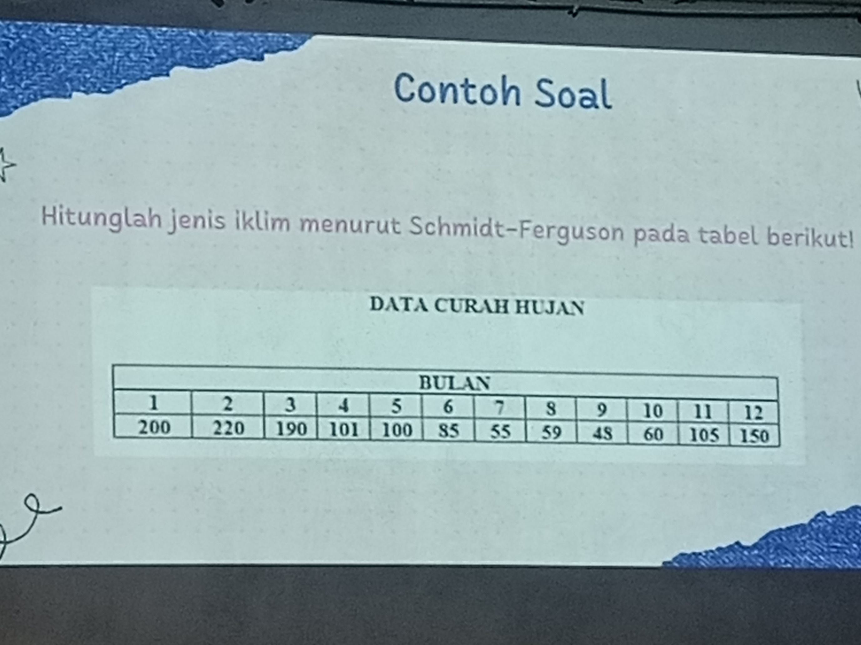 Hitunglah jenis iklim menurut | StudyX
