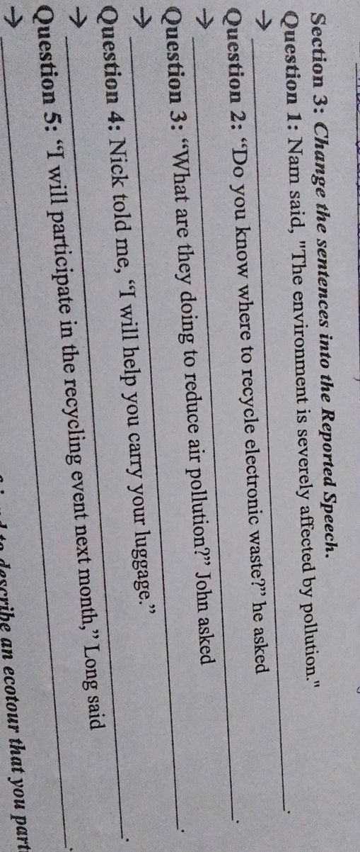 Section 3: Change the sentences into the | StudyX