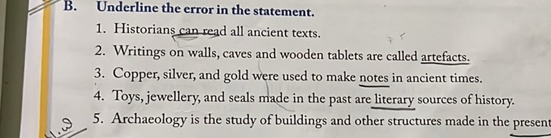 B. Underline the error in the statement. 1. | StudyX