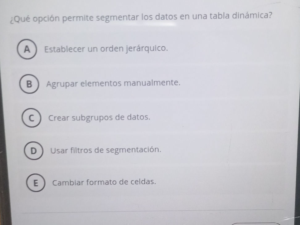 ¿Qué opción permite segmentar los datos en | StudyX