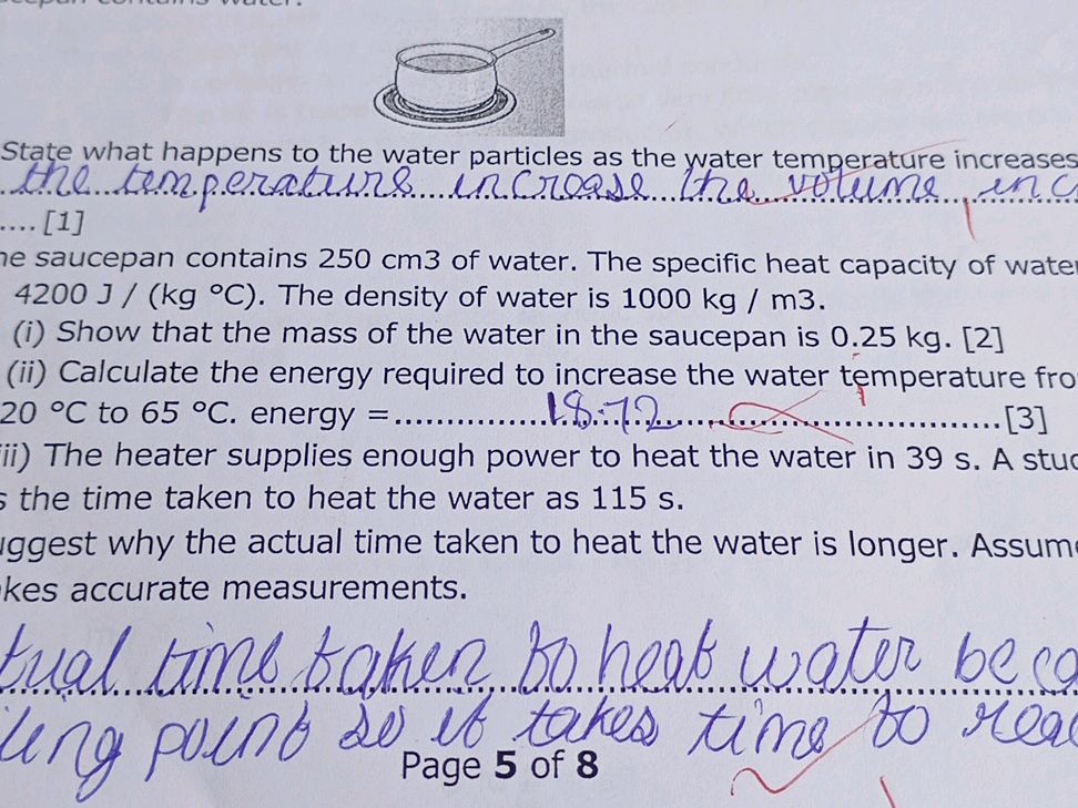 State what happens to the water particles as | StudyX