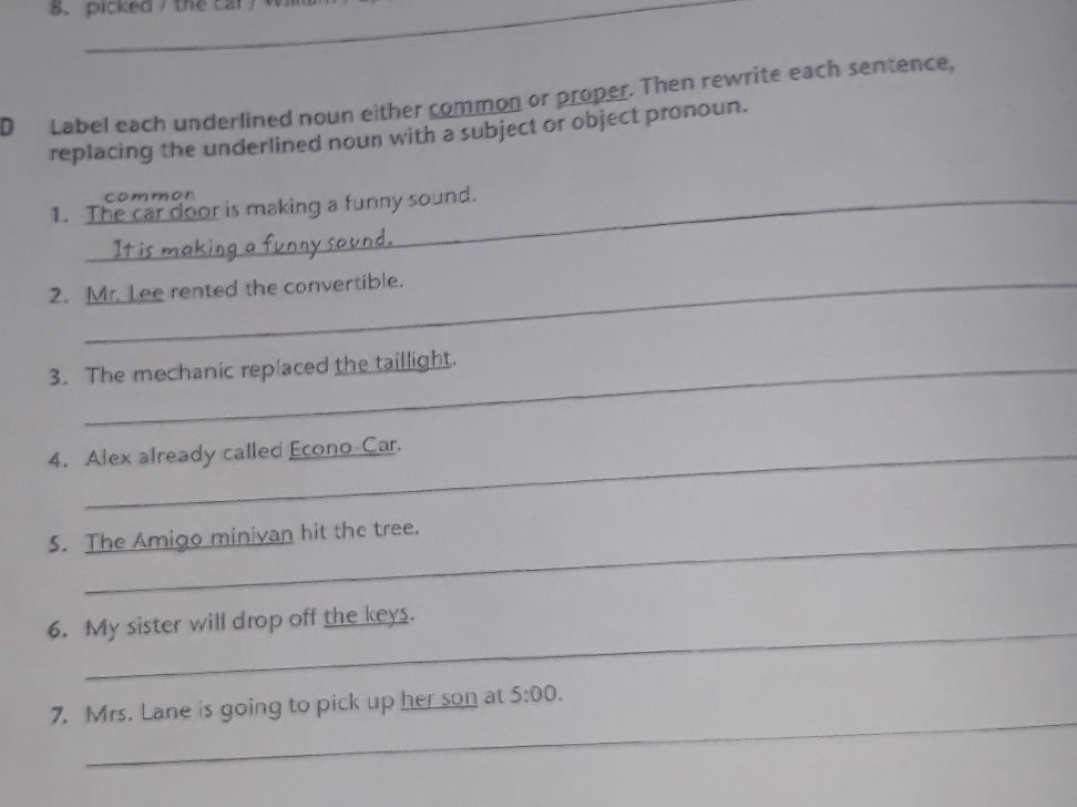 Label each underlined noun either common or | StudyX
