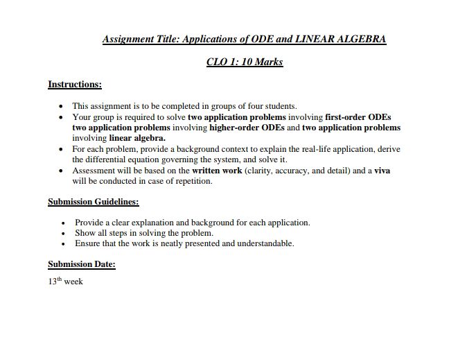 Assignment Title: Applications of ODE and | StudyX