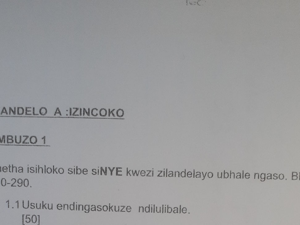 ANDELO A :IZINCOKO MBUZO 1 netha isihloko | StudyX