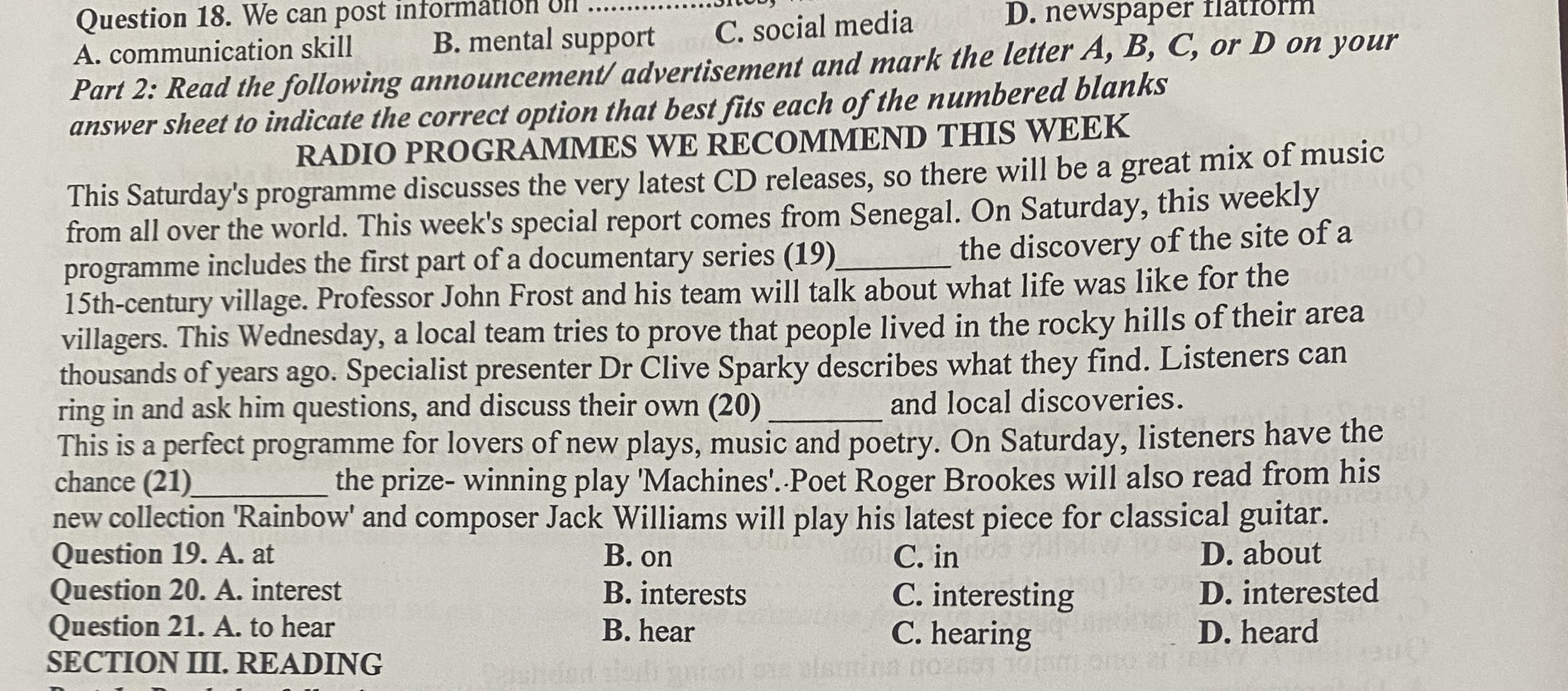 Question 18. We can post information on | StudyX