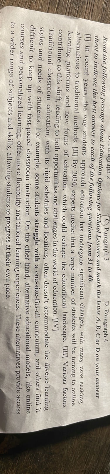 Read the following passage about Education | StudyX