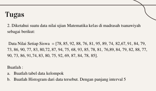 2. Diketahui suatu data nilai ujian | StudyX