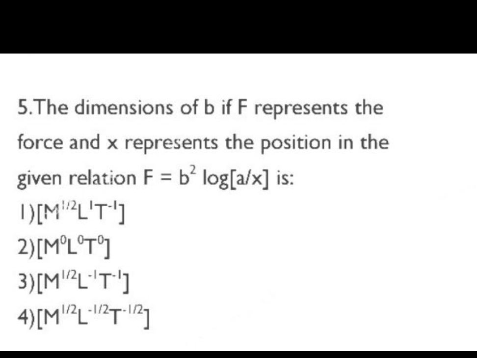 5. The dimensions of b if F represents the | StudyX