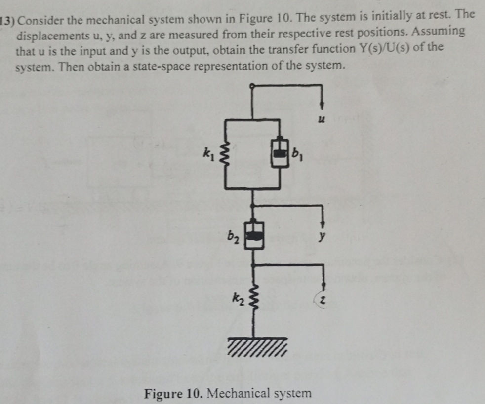 13) Consider the mechanical system shown in | StudyX