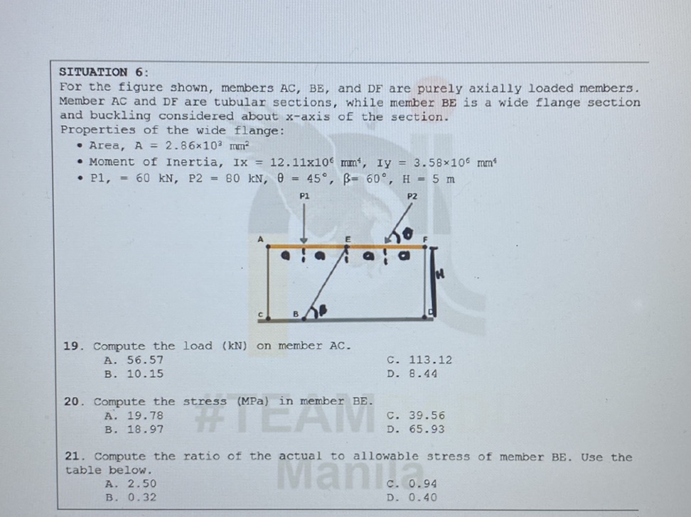 SITUATION 6: For the figure shown, members | StudyX