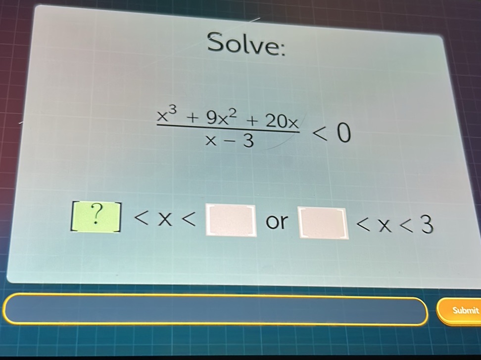 Solve: $ {x^3 + 9x^2 + 20x}{x-3}