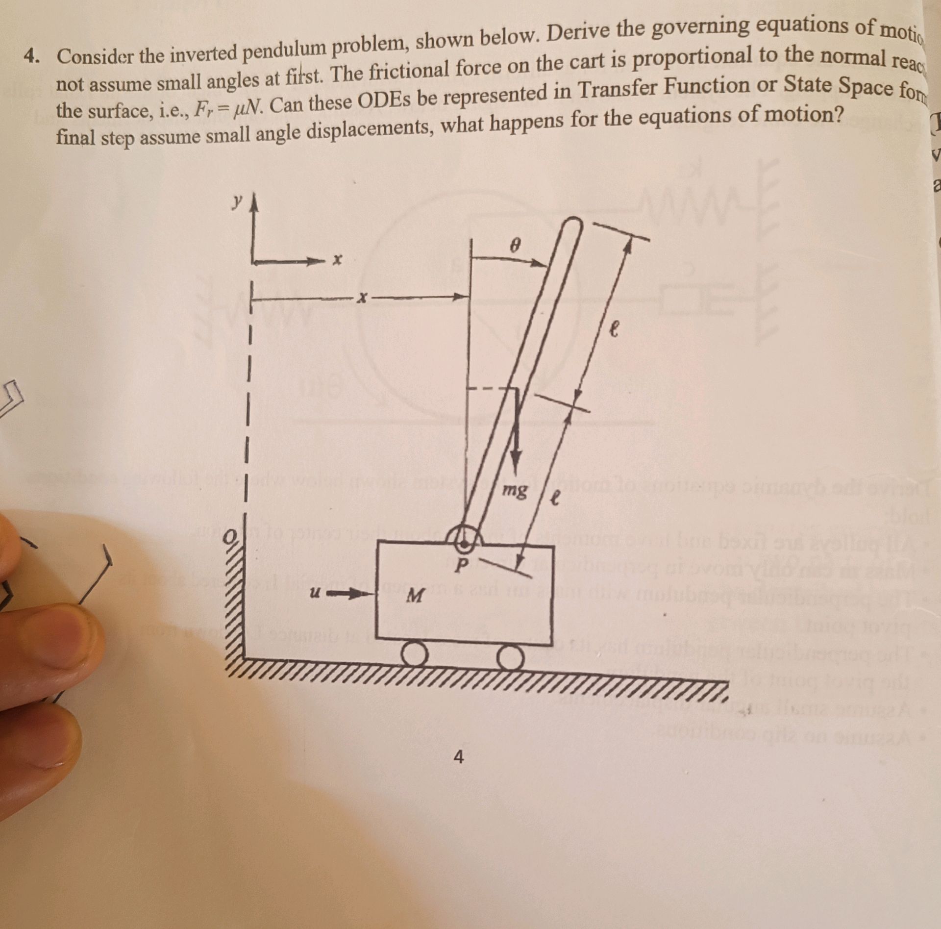 4. Consider the inverted pendulum problem, | StudyX