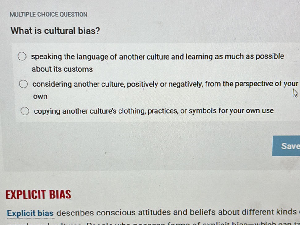 What is cultural bias? speaking the | StudyX