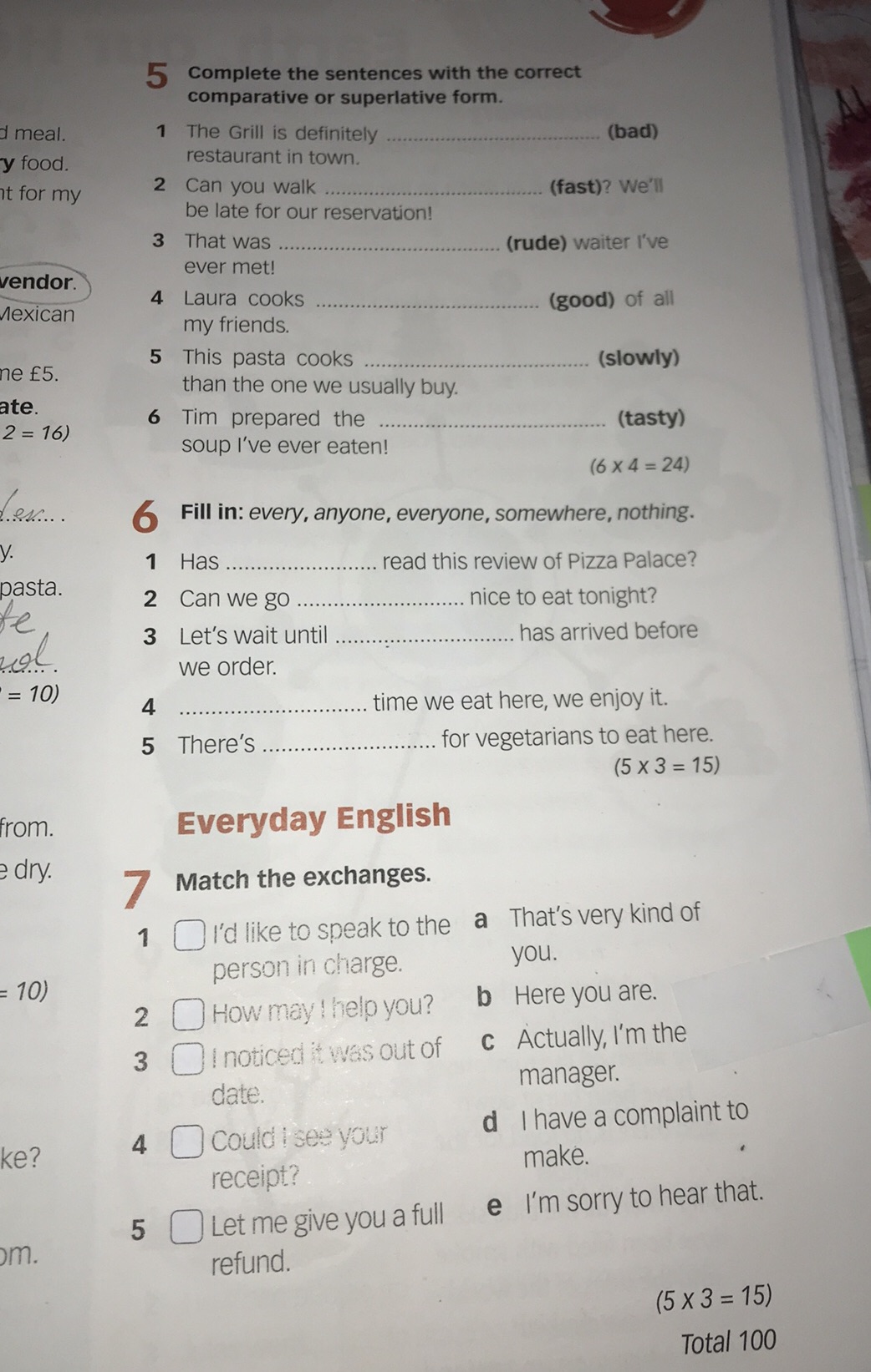 5 Complete the sentences with the correct | StudyX