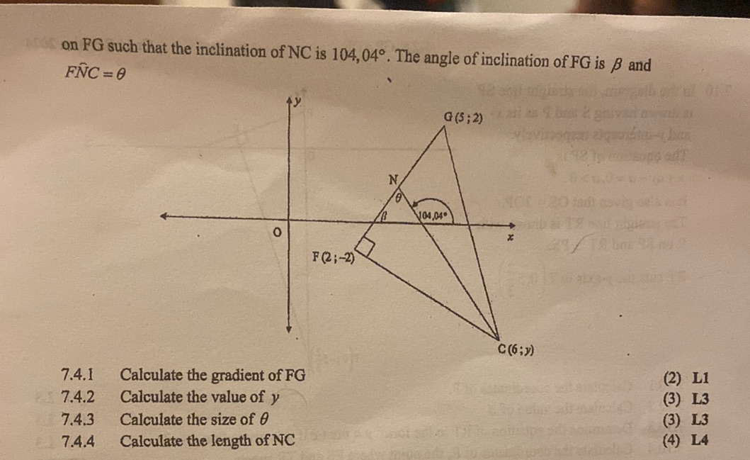 on FG such that the inclination of NC is | StudyX