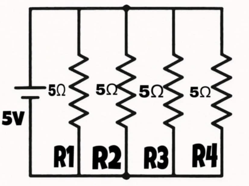The image shows a parallel circuit with four | StudyX