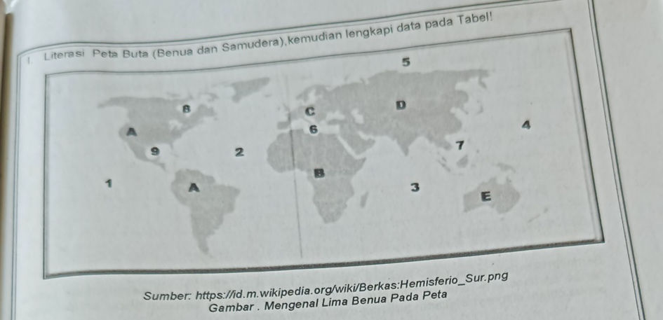 1. Literasi Peta Buta (Benua dan Samudera), | StudyX