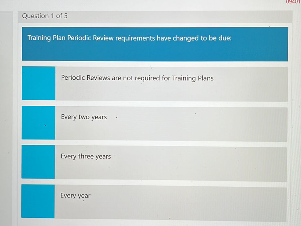 Training Plan Periodic Review requirements | StudyX