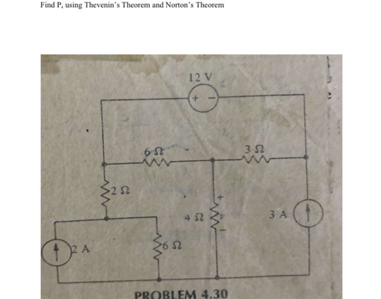 Find $P_4$ using Thevenin's Theorem and | StudyX