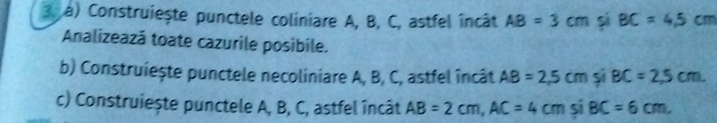 3. a) Construiește punctele coliniare A, B, | StudyX