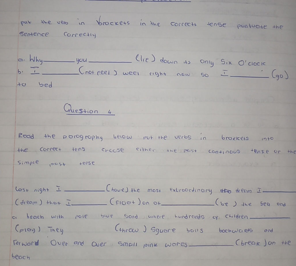 put the verb in brackets in the correct | StudyX