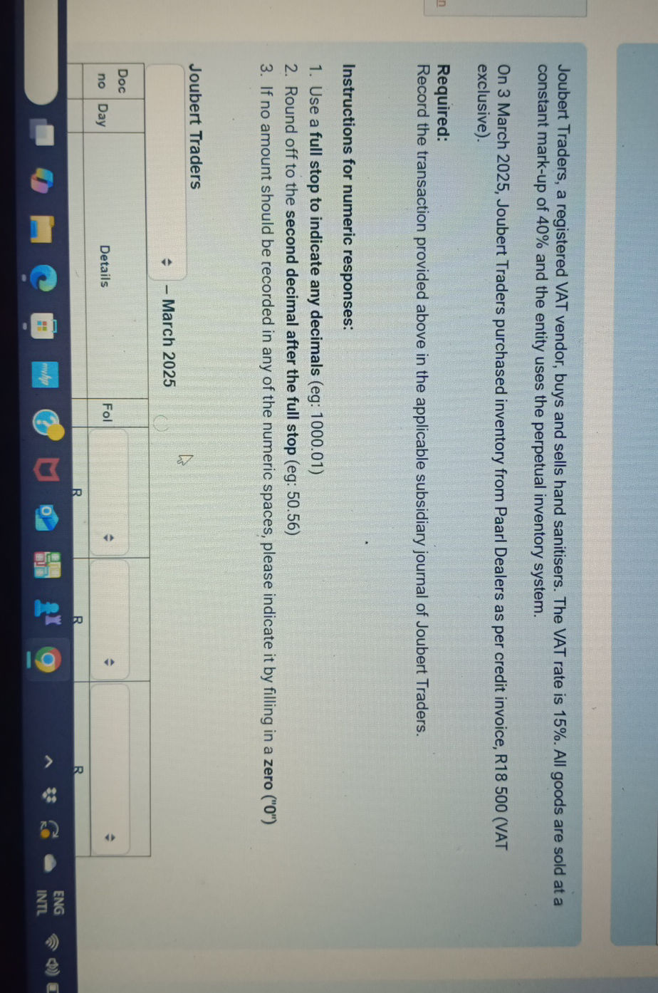 Joubert Traders, a registered VAT vendor, | StudyX