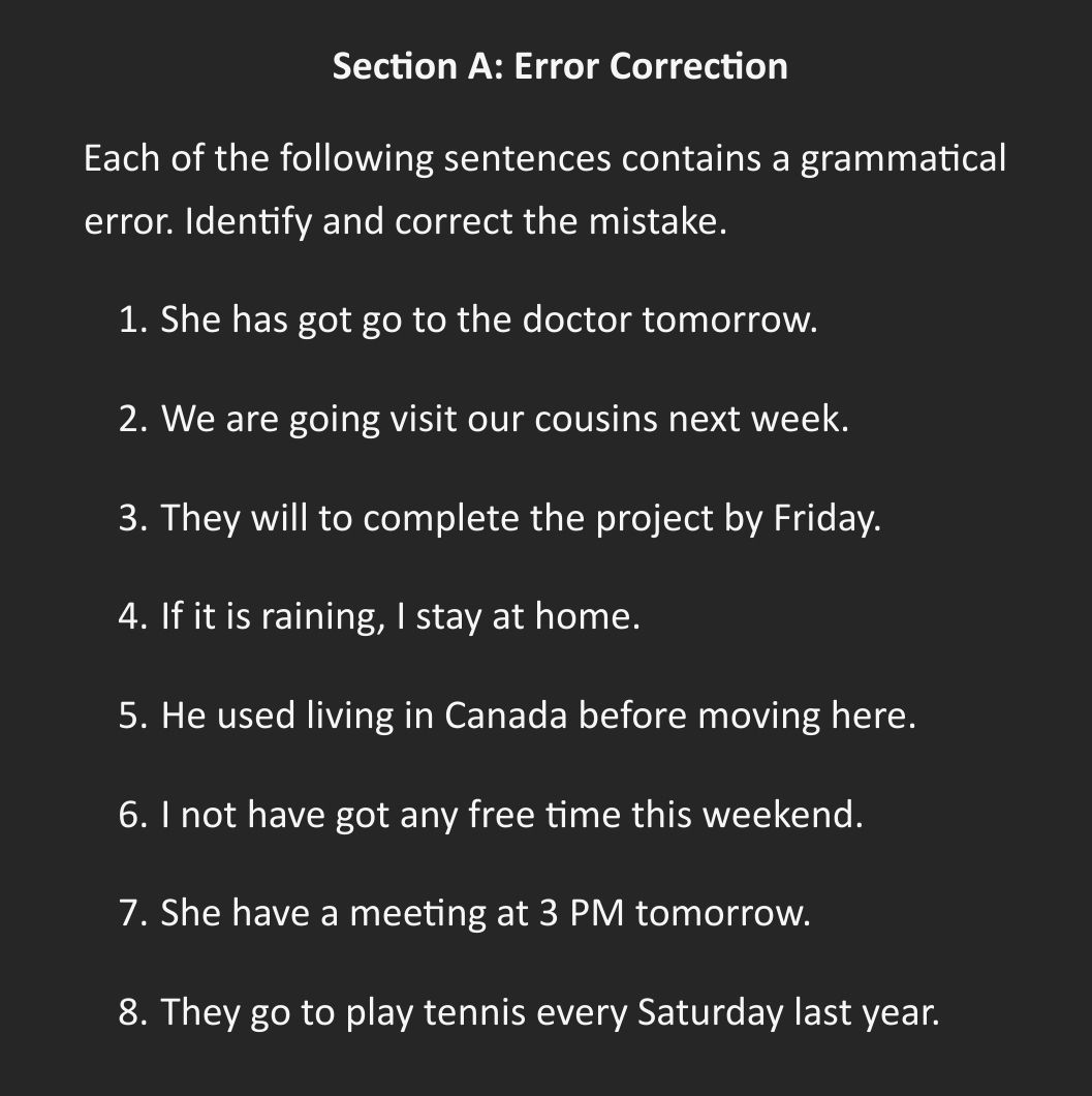 Section A: Error Correction Each of the | StudyX