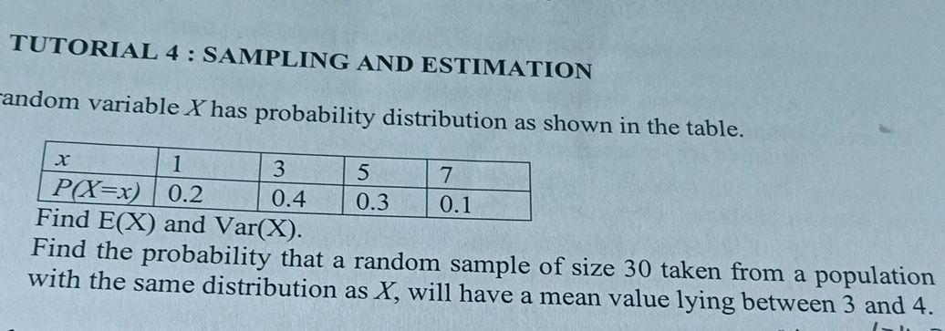 random variable X has probability | StudyX