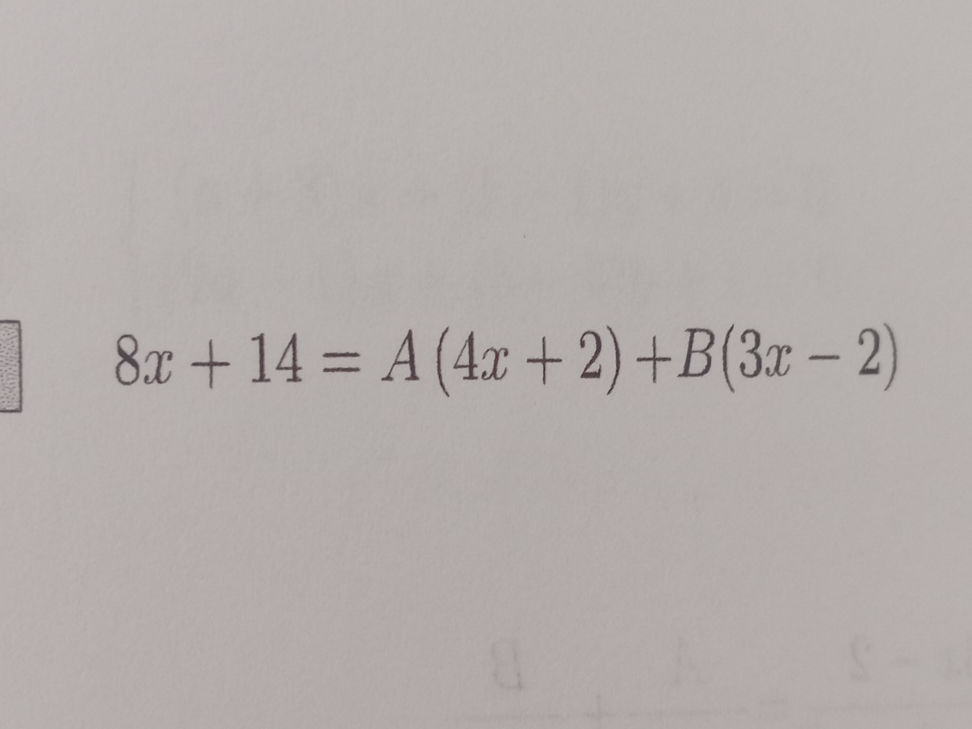 Solving Linear Equation: 8x + 14 = A(4x + 2) | StudyX