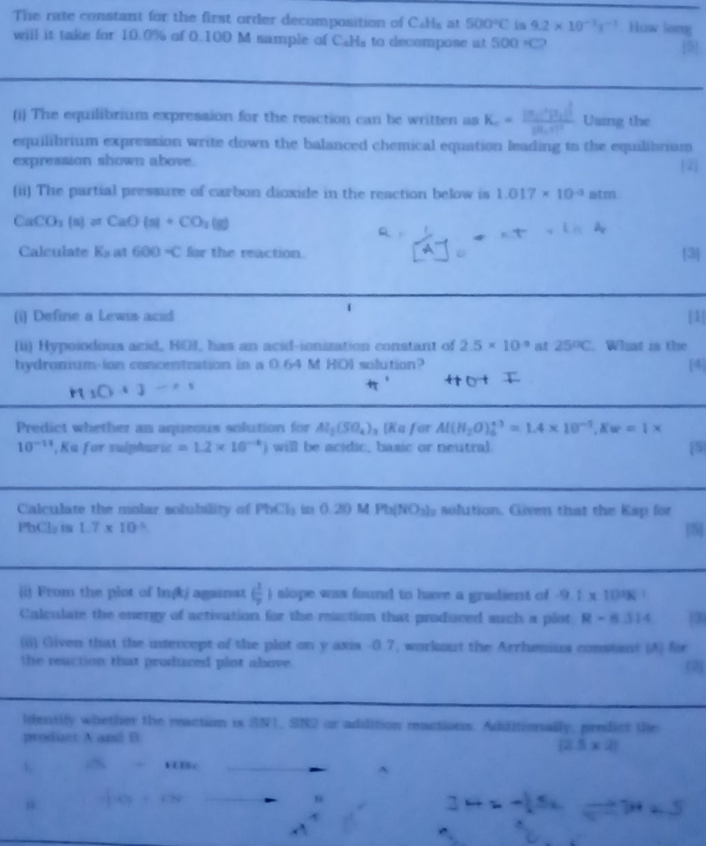 The rate constant for the first order | StudyX