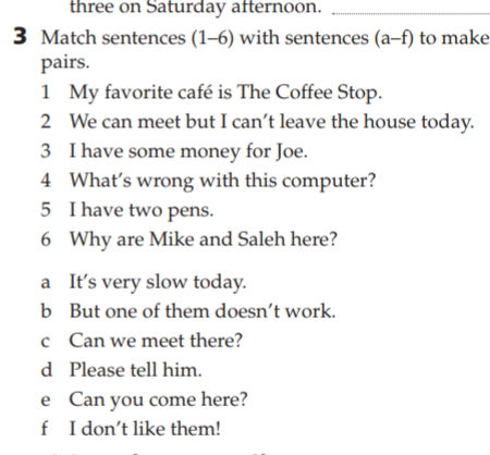 3 Match sentences (1-6) with sentences (a-f) | StudyX