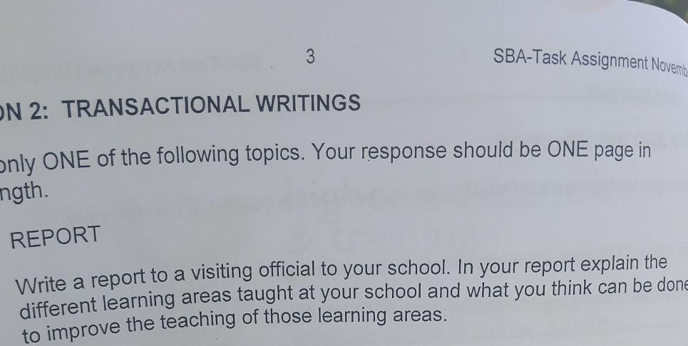 ON 2: TRANSACTIONAL WRITINGS Only ONE of | StudyX