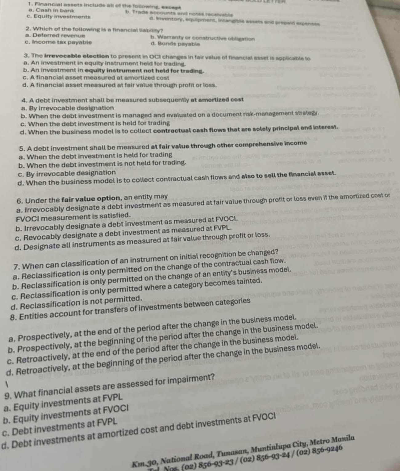 1. Financial assets include all of the | StudyX
