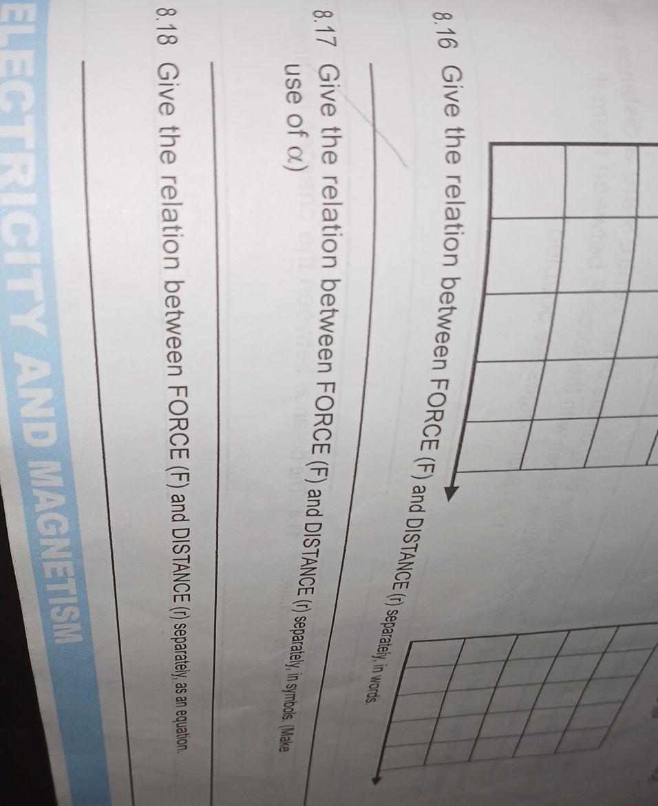 8.16 Give the relation between FORCE (F) and | StudyX