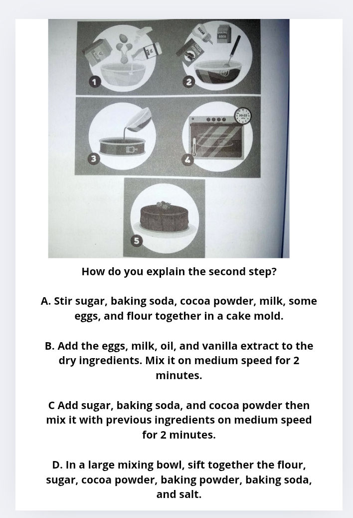 How do you explain the second step? A. Stir | StudyX