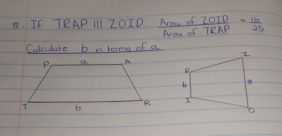 5. IF TRAP III ZOID. Area of ZOID / Area of | StudyX