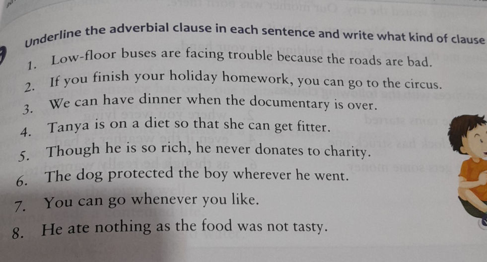 Underline the adverbial clause in each | StudyX