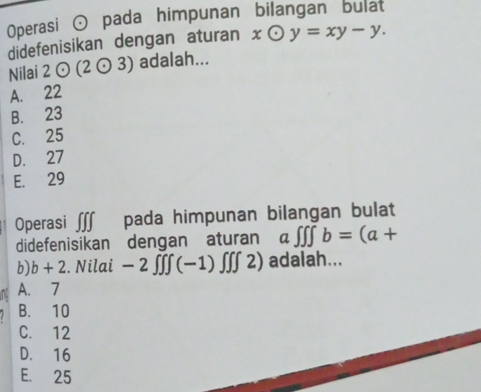 Operasi $ $ pada himpunan bilangan bulat | StudyX