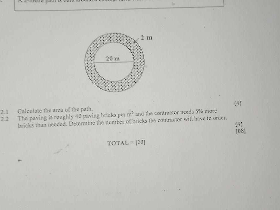 2. 1 Calculate the area of the path. 2. 2 | StudyX