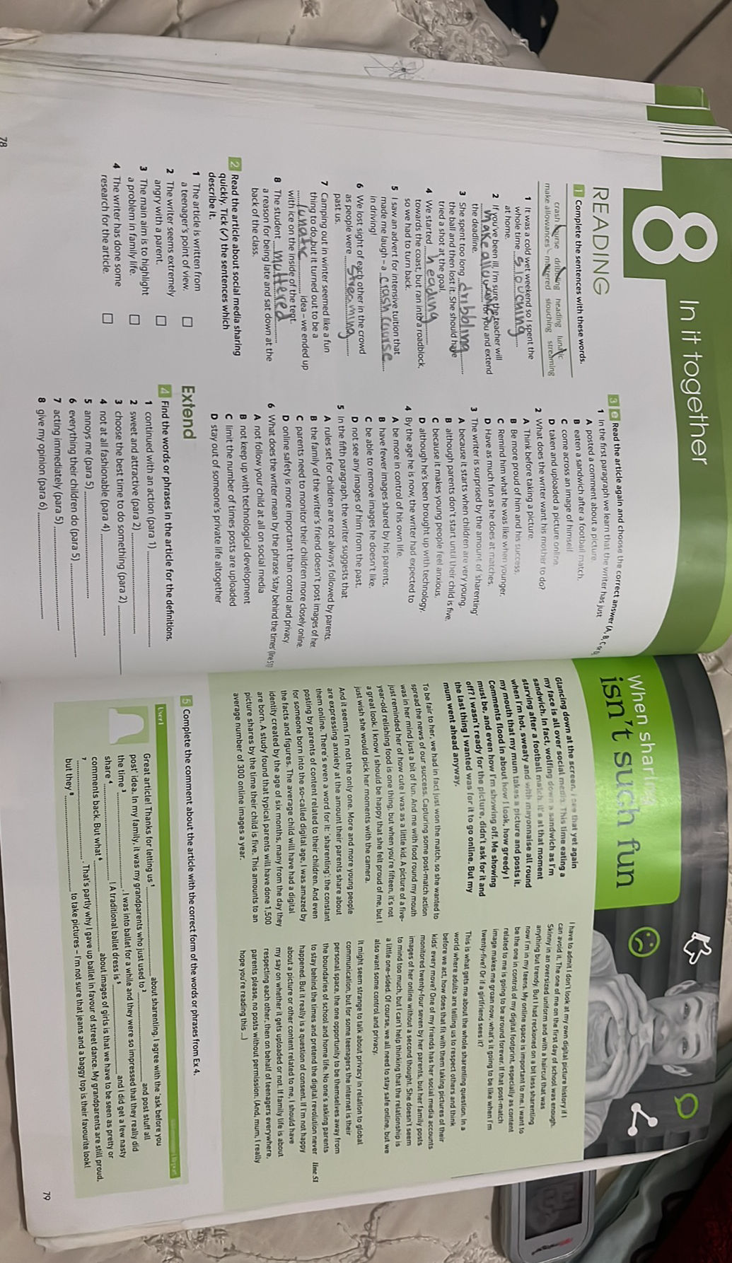 1 Complete the sentences with these words. | StudyX